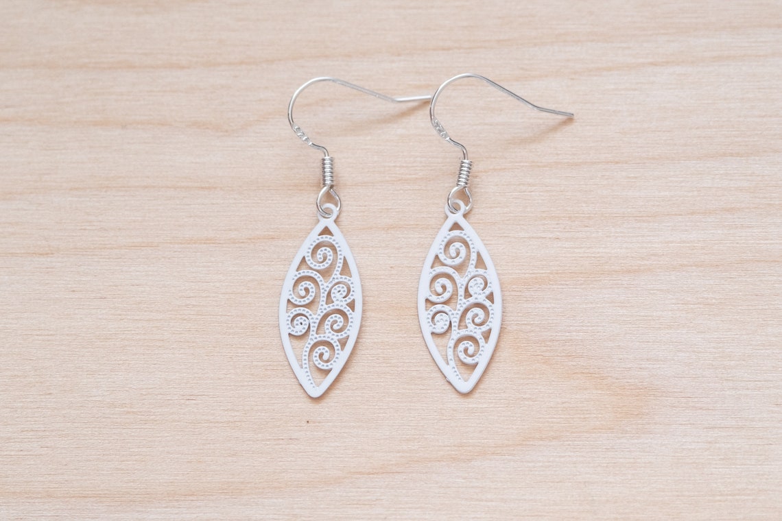 White Filigree Earring for Young Girls Small White Floral - Etsy