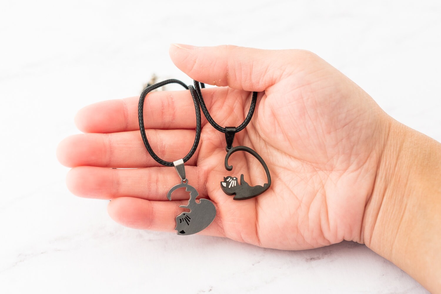 Cat Couple Necklace Set of 2 Matching Necklace for Boyfriend | Etsy