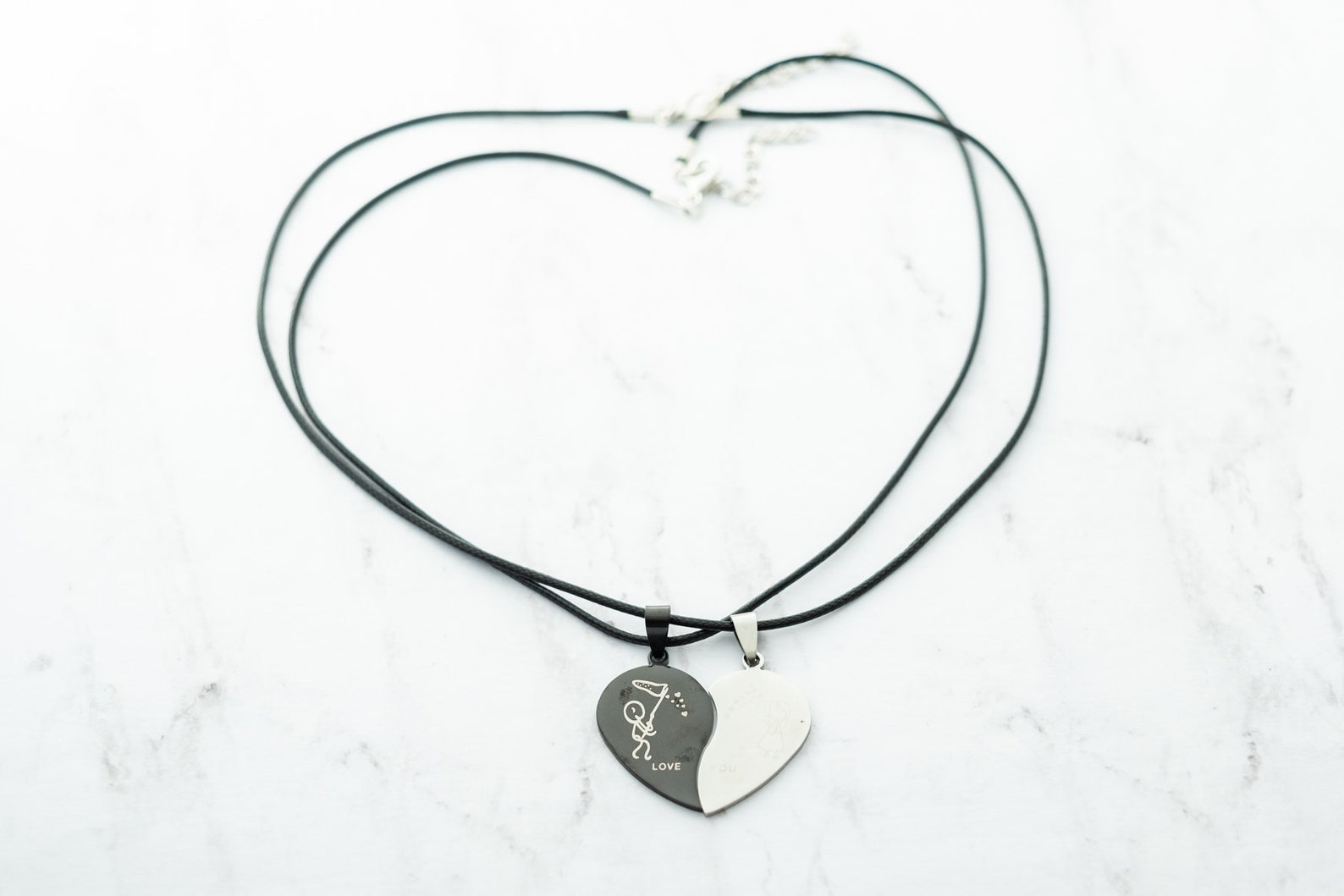 Half Heart Couple Necklace Set of 2 Matching Necklace for | Etsy