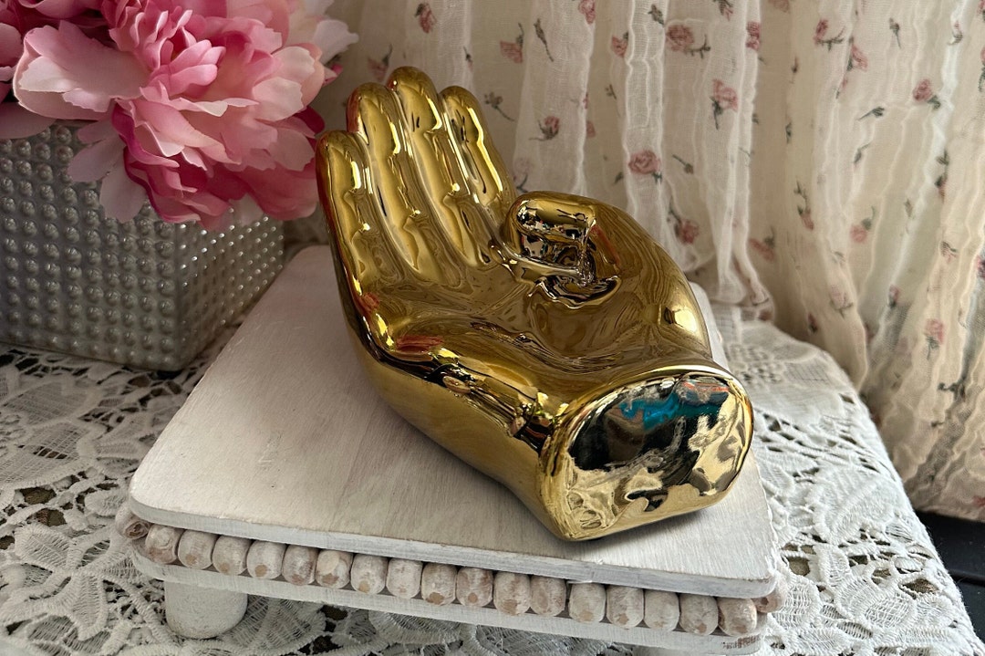 Ceramic Gold Hand Sphere Holder - Etsy