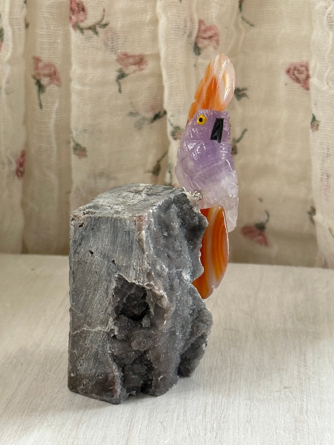 Gorgeous Hand Craved Cockatoo Parrot on Druzy Stand - Etsy