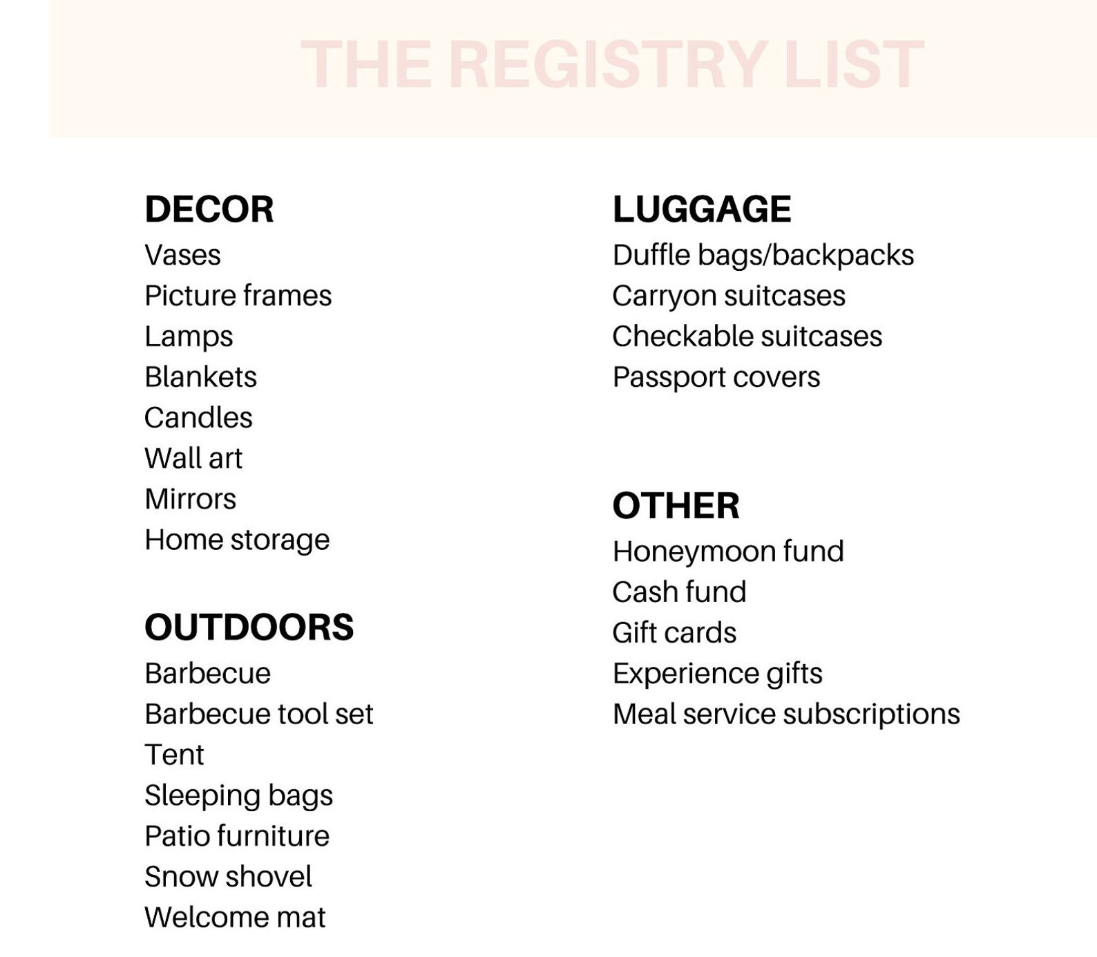 The Wedding Registry Checklist - Wedding Registry Checklist, Registry ...
