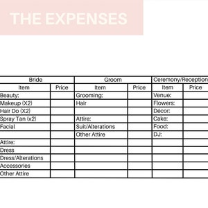 The Wedding Expense Tracker - Wedding Expense Checklist, Wedding ...