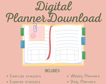Pink and Green Digital Planner, Editable Planner, Student Planner ...