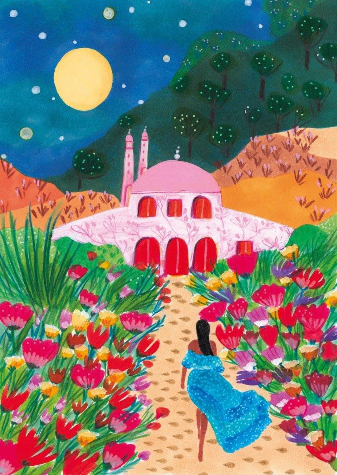 Full Moon Print A4 Size 21 X 29.7 Cm - Etsy