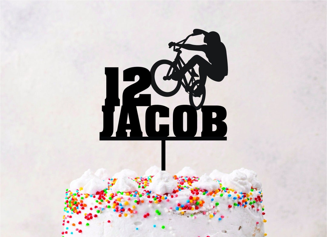 BMX Bike Sport Acrylic Personalised Cake Topper Birthday Kids Children ...