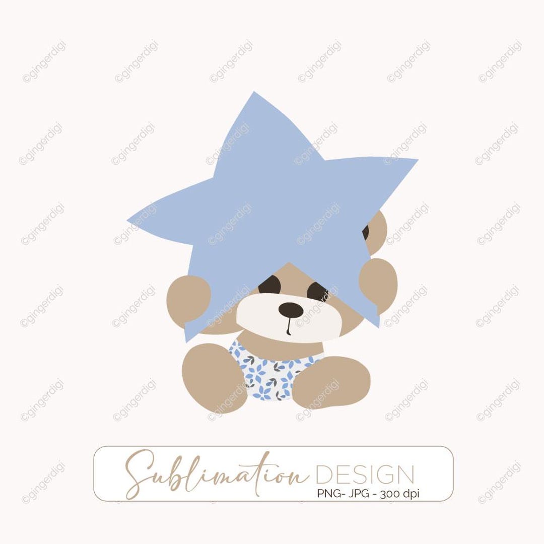 Mascot Little Star Sublimation Print / Mascot Bear Graphics / Bear ...
