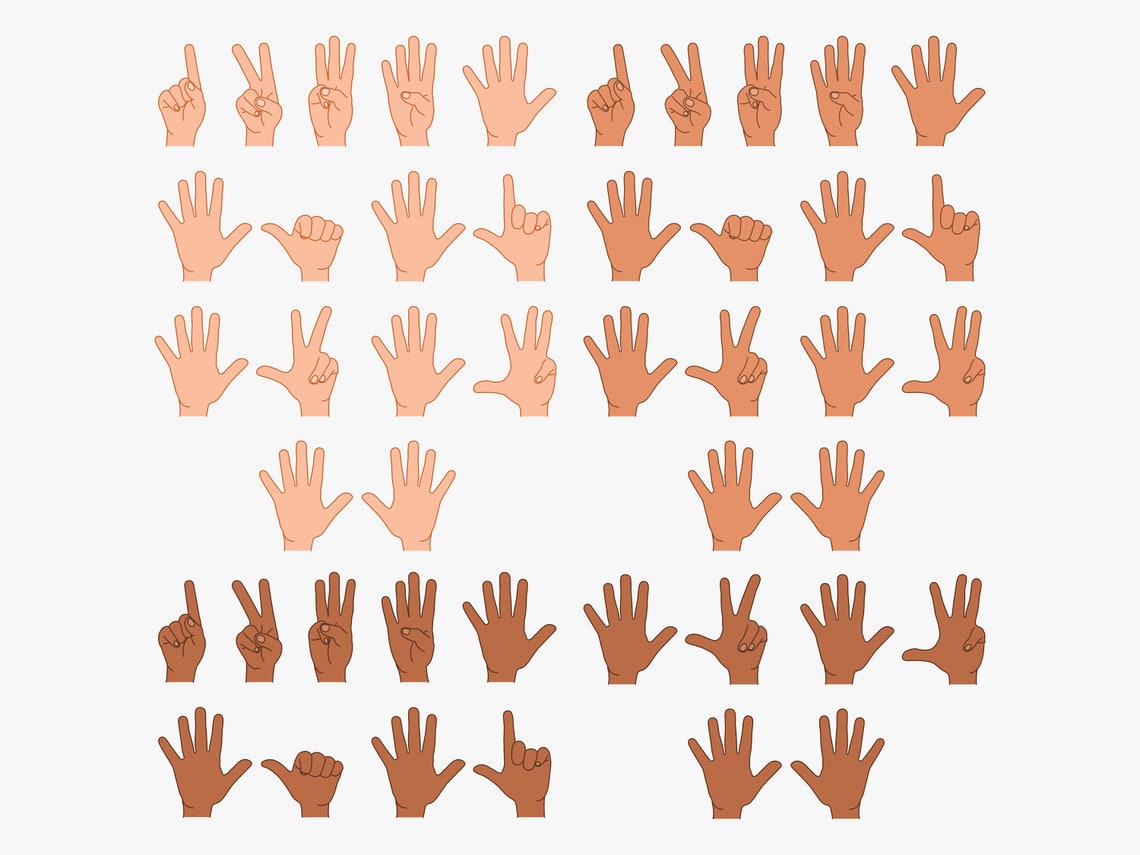 Finger Count Clipart Hand Sign Number 1 2 3 4 5 6 7 8 9 10 One Two ...