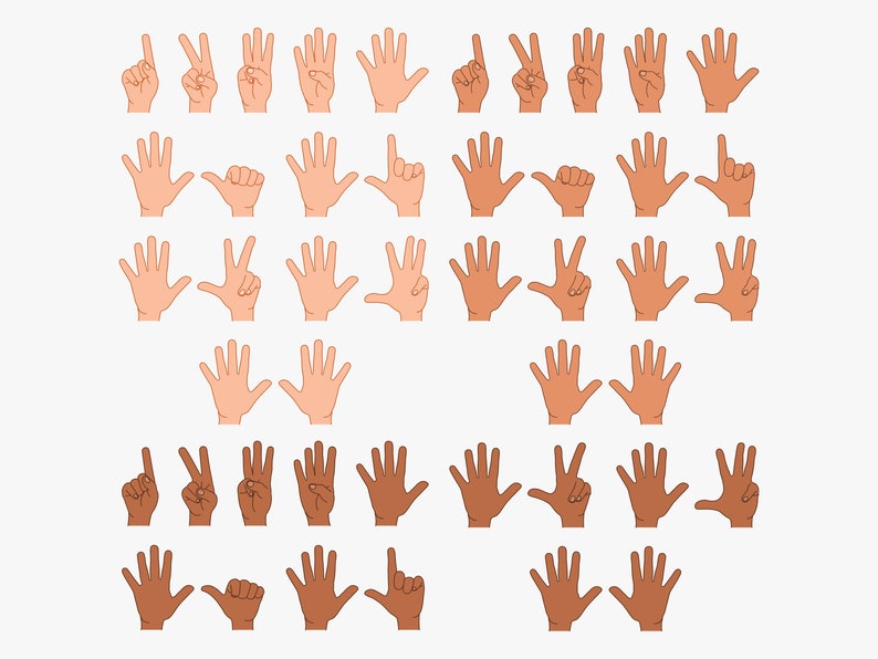 Finger Count Clipart Hand Sign Number 1 2 3 4 5 6 7 8 9 10 One Two ...