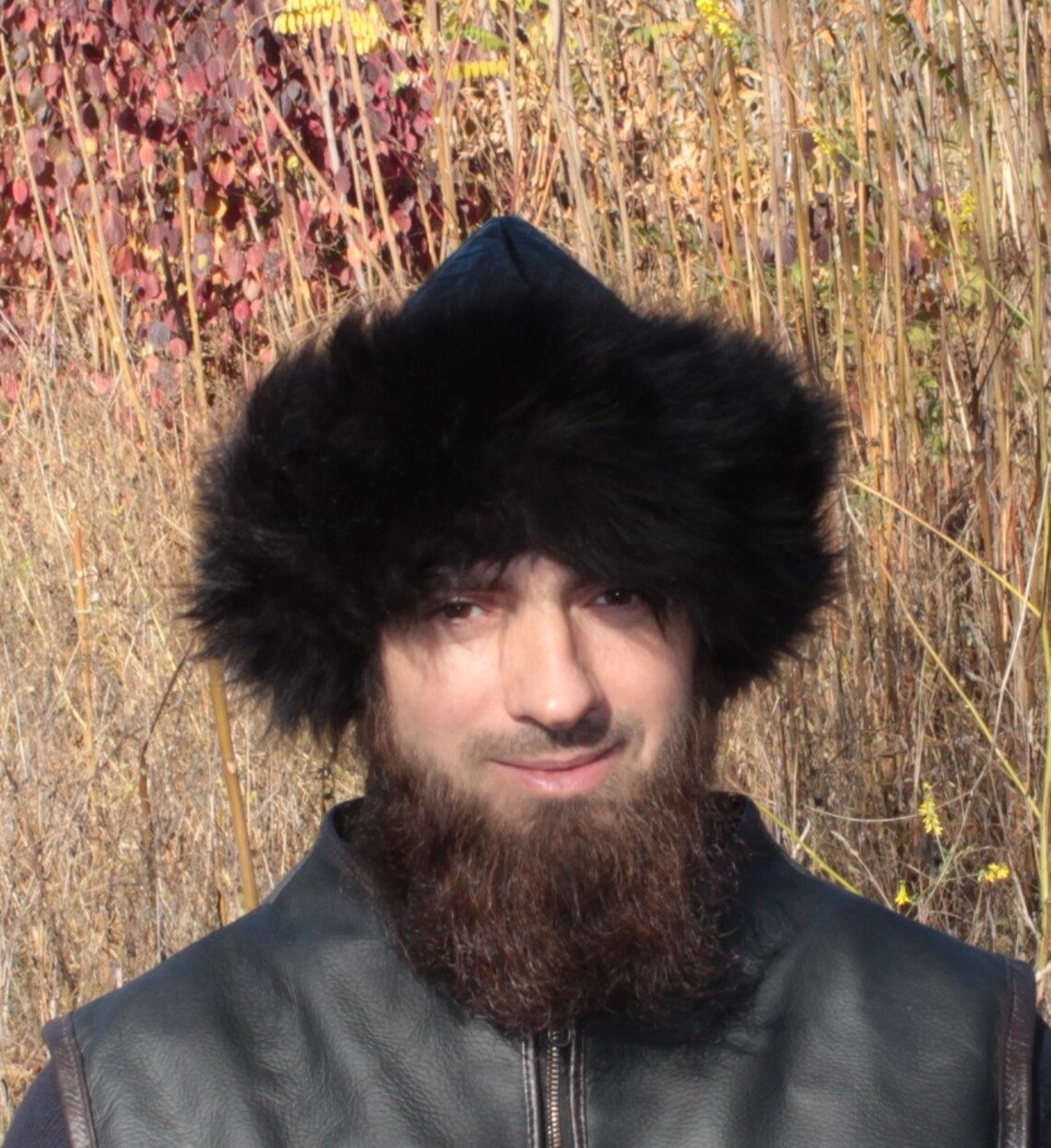 Mongolian warm hat made from natural materials leather | Etsy