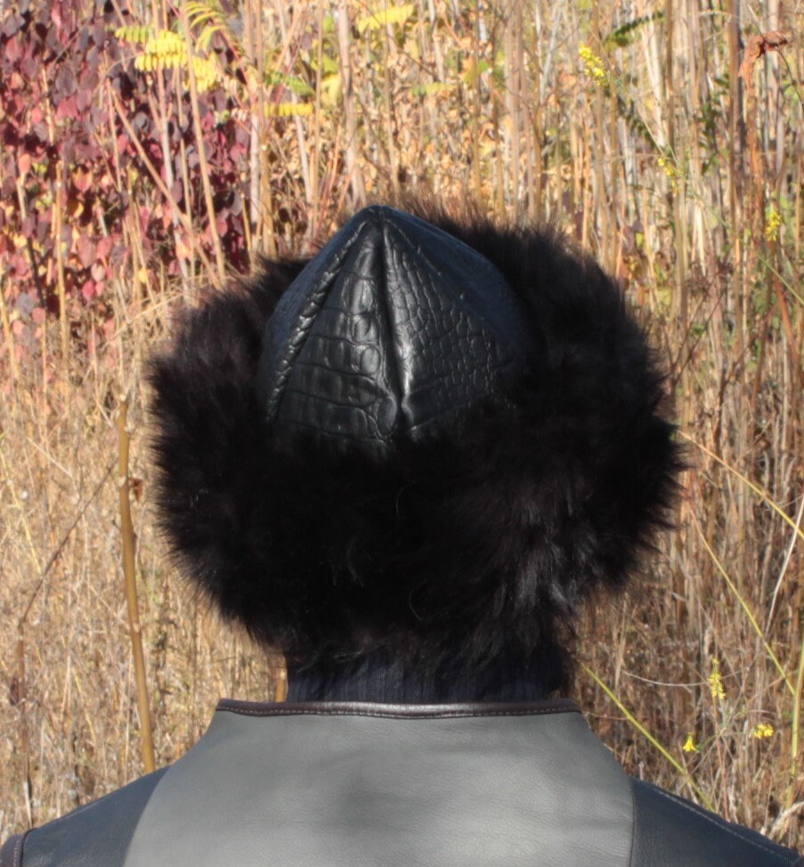 Mongolian warm hat made from natural materials leather | Etsy