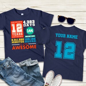 12 Years of Being Awesome Shirt 12 Birthday Tee Twelve Year Old Girl ...