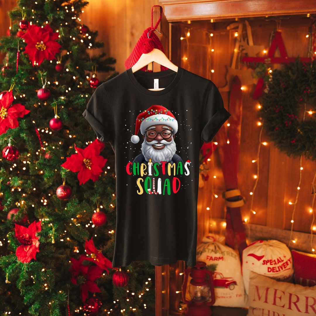Family Christmas Shirts Black Santa Shirt, Black Santa Claus Shirt ...