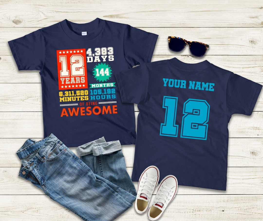 12 Years of Being Awesome Shirt 12 Birthday Tee Twelve Year Old Girl ...