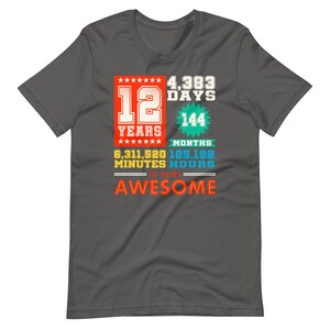 12 Years of Being Awesome Shirt 12 Birthday Tee Twelve Year Old Girl ...