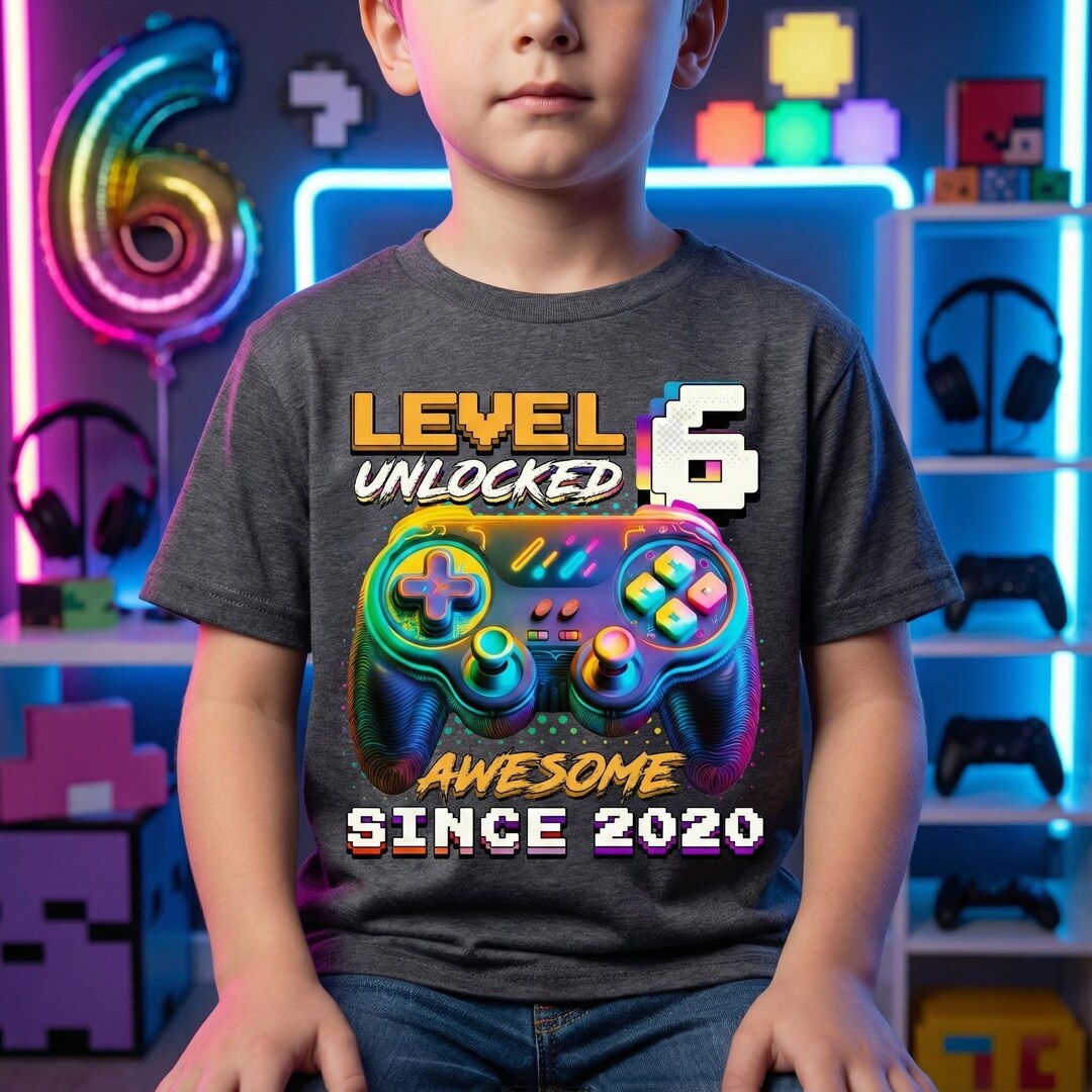 Level 6 Unlocked Birthday for Girl Boy Shirt, Gamer Birthday Shirt, 6th ...