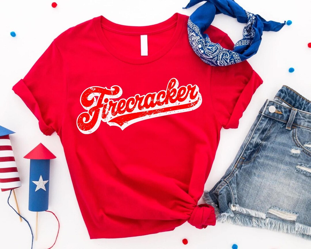 Vintage Fireworks Tee for Fourth of July, Retro Firecracker Graphic Tee ...