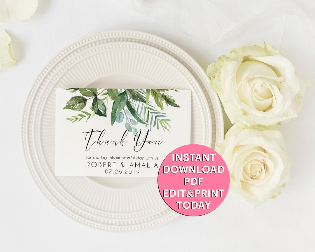 Thank You Cards Editable Template Printable DIY Boho Rustic - Etsy