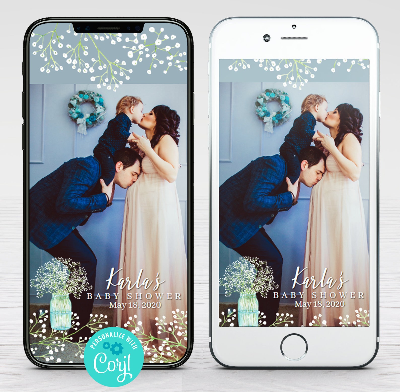 EDITABLE Baby Shower Snapchat Filter Baby's Breath - Etsy