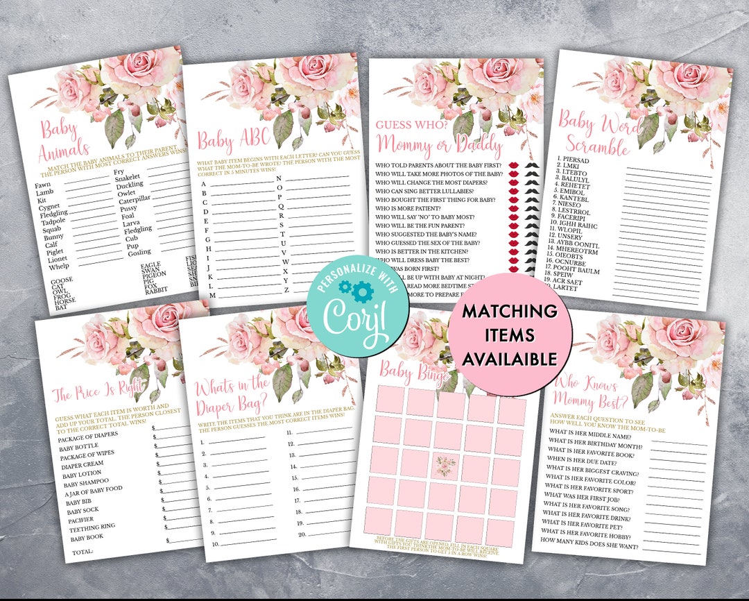 Editable Baby Shower Game Set 8 GAMES Pack for Baby Shower - Etsy Portugal