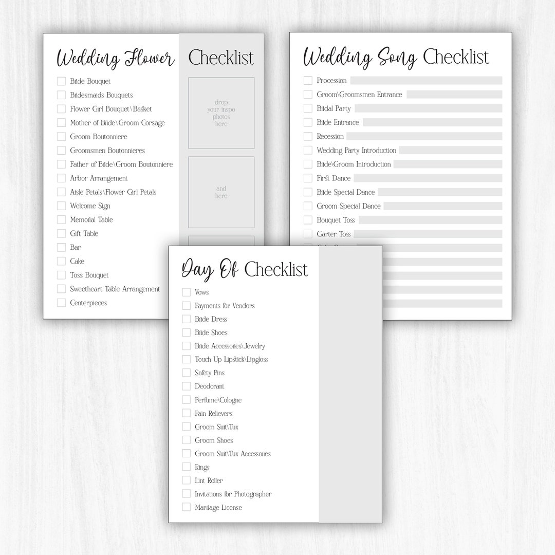 Wedding Checklist | Flower Song and Day of Checklists | Bride Groom ...