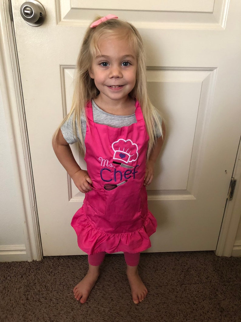 Child Size Apron Ms. Chef Little Girls Ruffle Apron Kitchen | Etsy