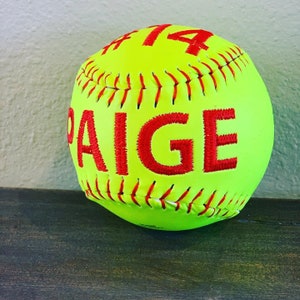 Personalized Embroidered Softball, Personalized Softball Gift ...