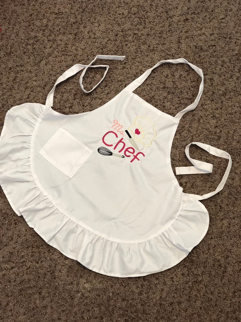 Child Size Apron Ms. Chef Little Girls Ruffle Apron Kitchen | Etsy