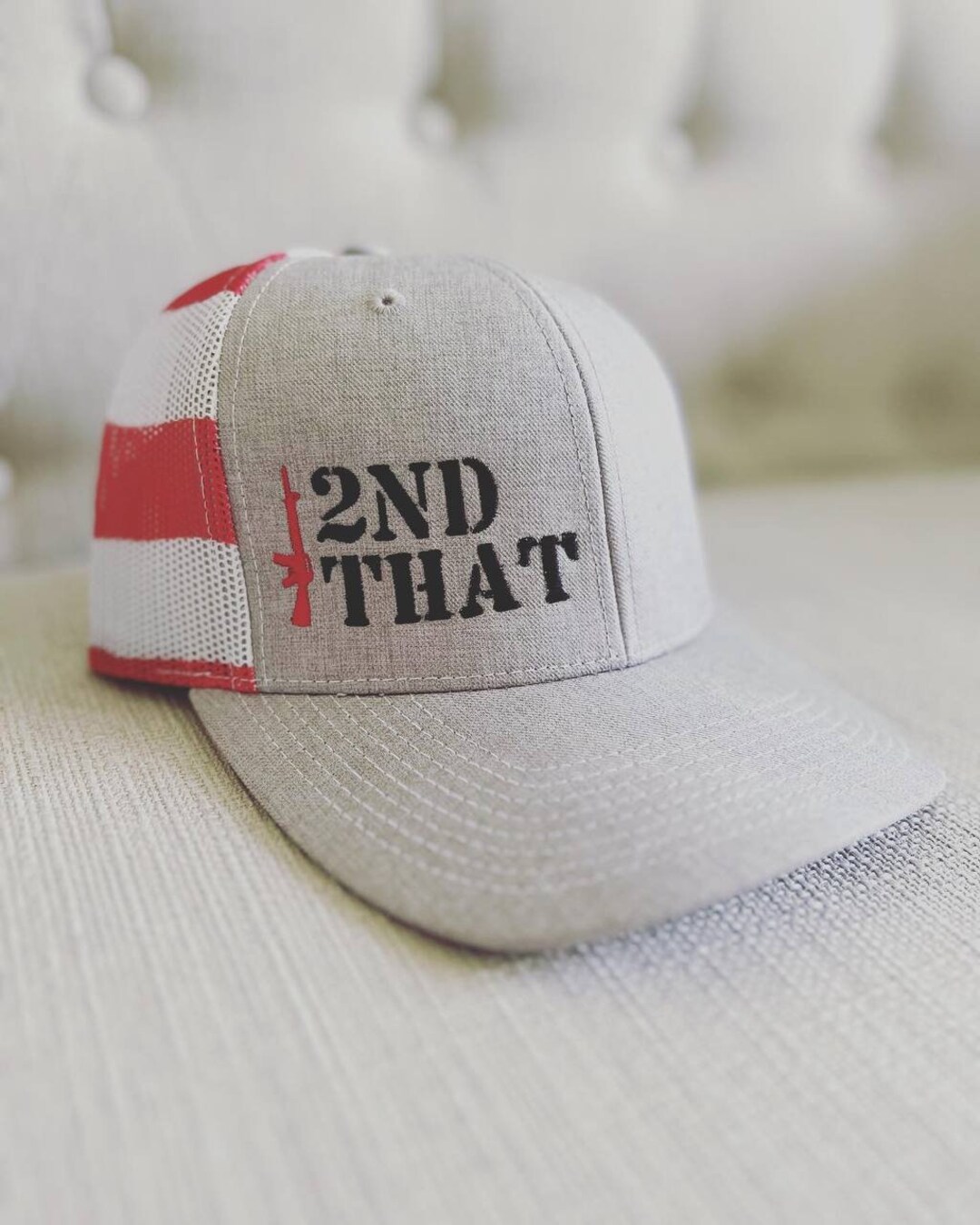 Men's Trucker Style Hat, American Flag Hat, 2nd That, Second Amendment Hat, Embroidered Men's ...