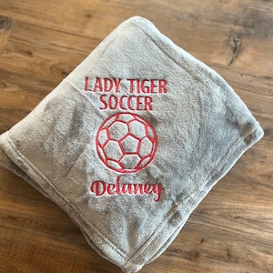 Personalized Soccer Blanket, Senior Soccer Blanket, Embroidered Blanket ...