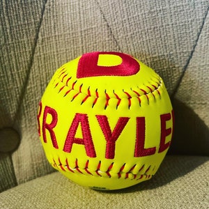 Personalized Embroidered Softball, Personalized Softball Gift ...