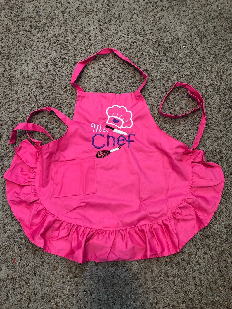 Child Size Apron Ms. Chef Little Girls Ruffle Apron Kitchen | Etsy