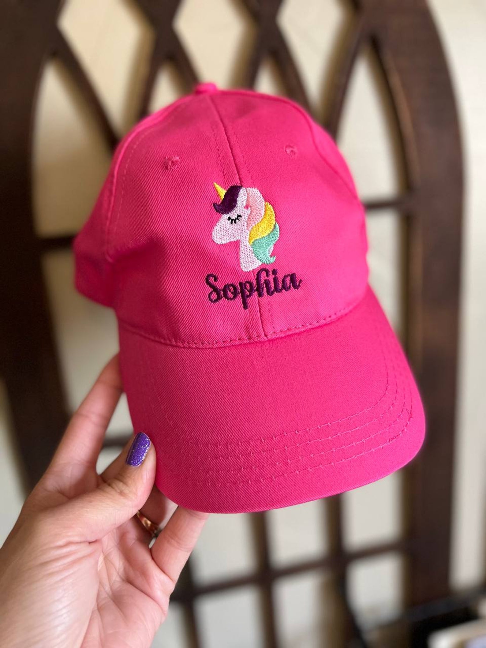 Girls Pink Personalized Hat, Unicorn Hat, Personalized Hat, Kids Hat ...