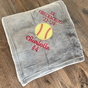Personalized Embroidered Softball Blanket, Graduation Blanket, Senior ...