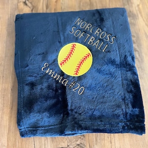Personalized Embroidered Softball Blanket, Graduation Blanket, Senior ...