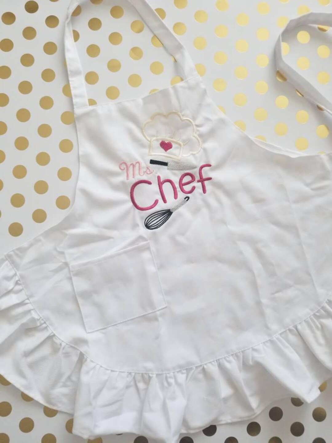 Child Size Apron, Ms. Chef, Little Girls Ruffle Apron, Kitchen ...