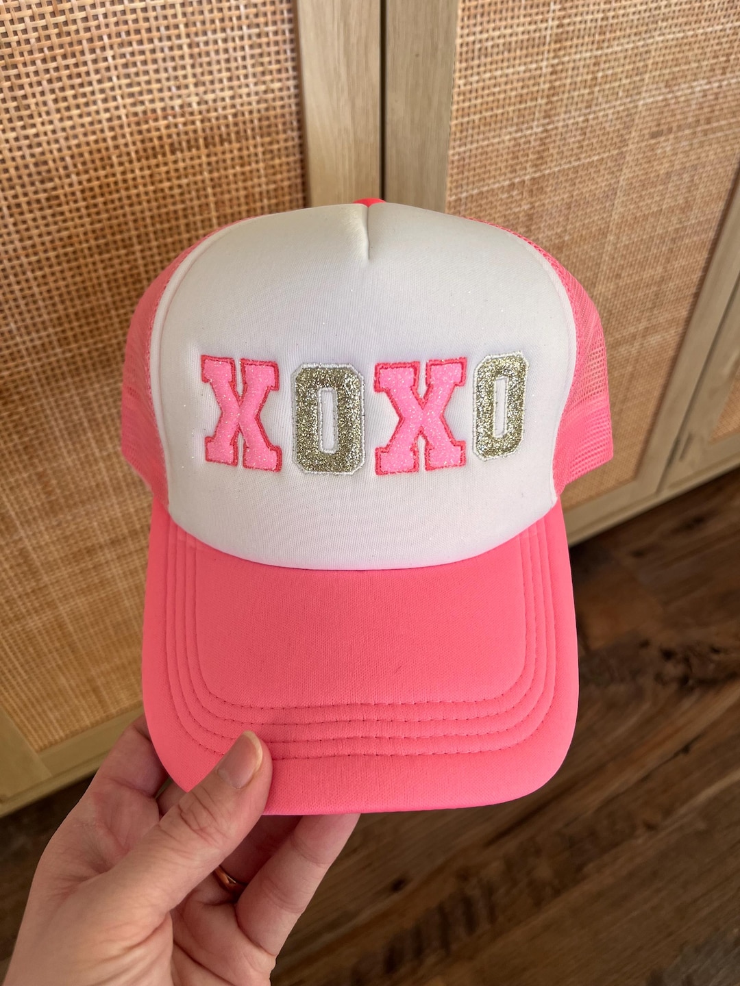 XOXO Valentine Hat, Sparkly Gold and Pink Valentine Hat, Women’s Pink ...