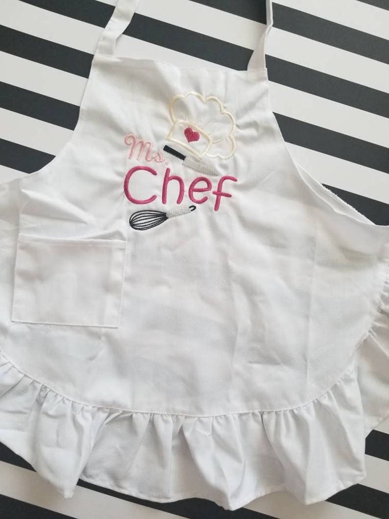 Child Size Apron Ms. Chef Little Girls Ruffle Apron Kitchen | Etsy