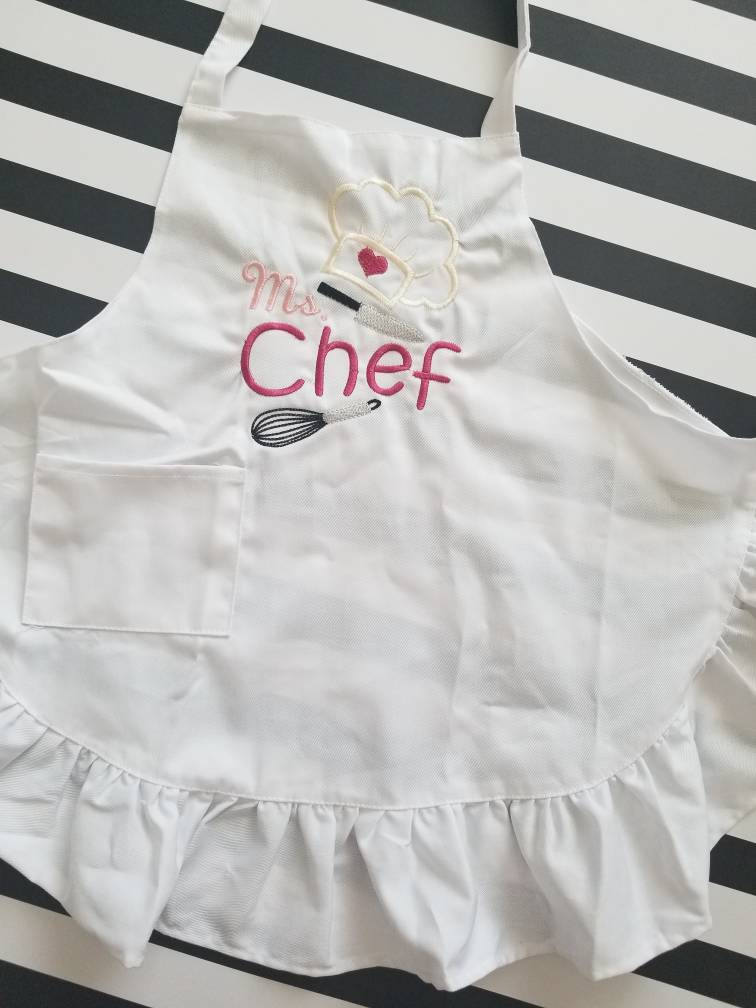 Child Size Apron, Ms. Chef, Little Girls Ruffle Apron, Kitchen ...