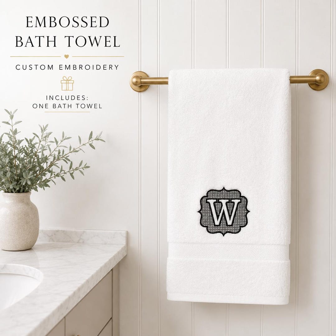 Personalized Embossed Embroidered Bath Towel, Full Size Bath Towel ...