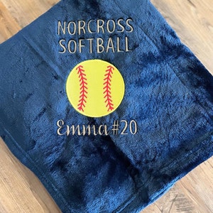 Personalized Embroidered Softball Blanket, Graduation Blanket, Senior ...