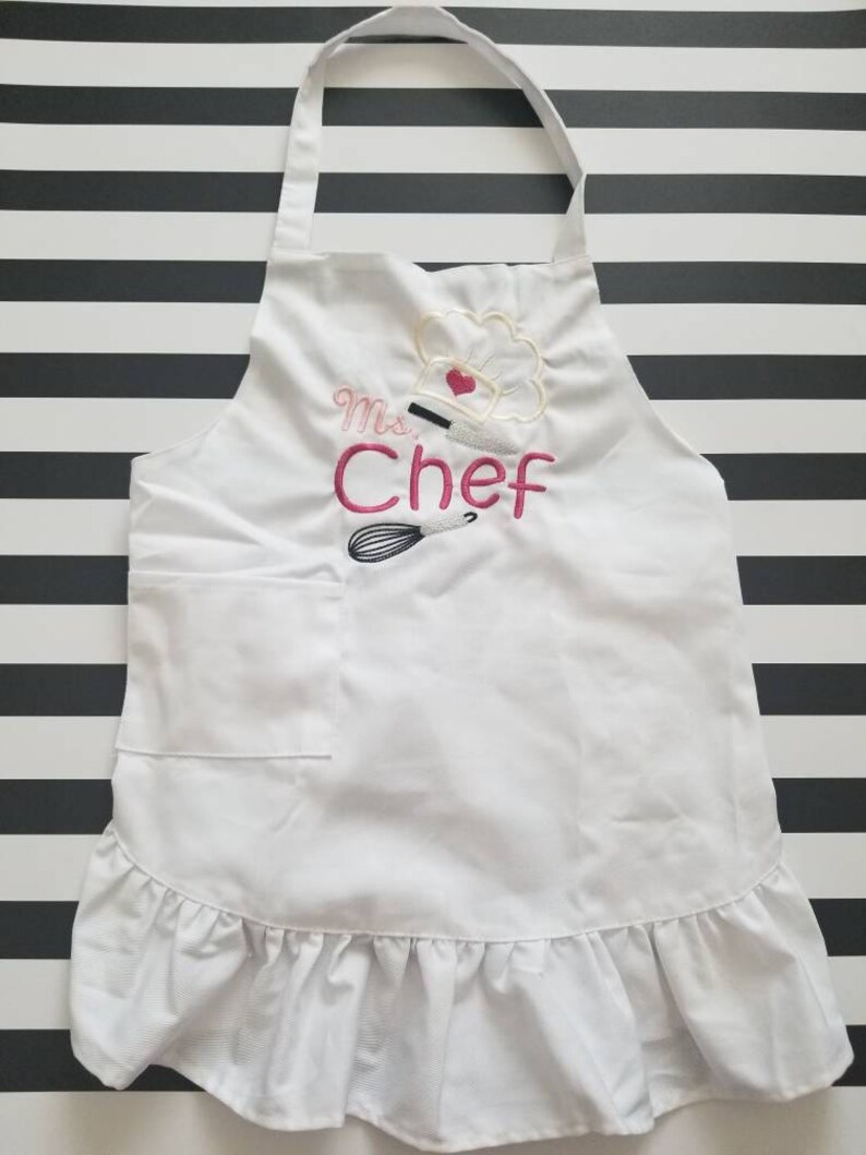 Child Size Apron Ms. Chef Little Girls Ruffle Apron Kitchen | Etsy