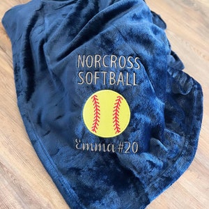 Personalized Embroidered Softball Blanket, Graduation Blanket, Senior ...