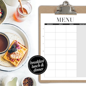 Editable Menus / Meal Planner / Breakfast Lunch Dinner - Etsy