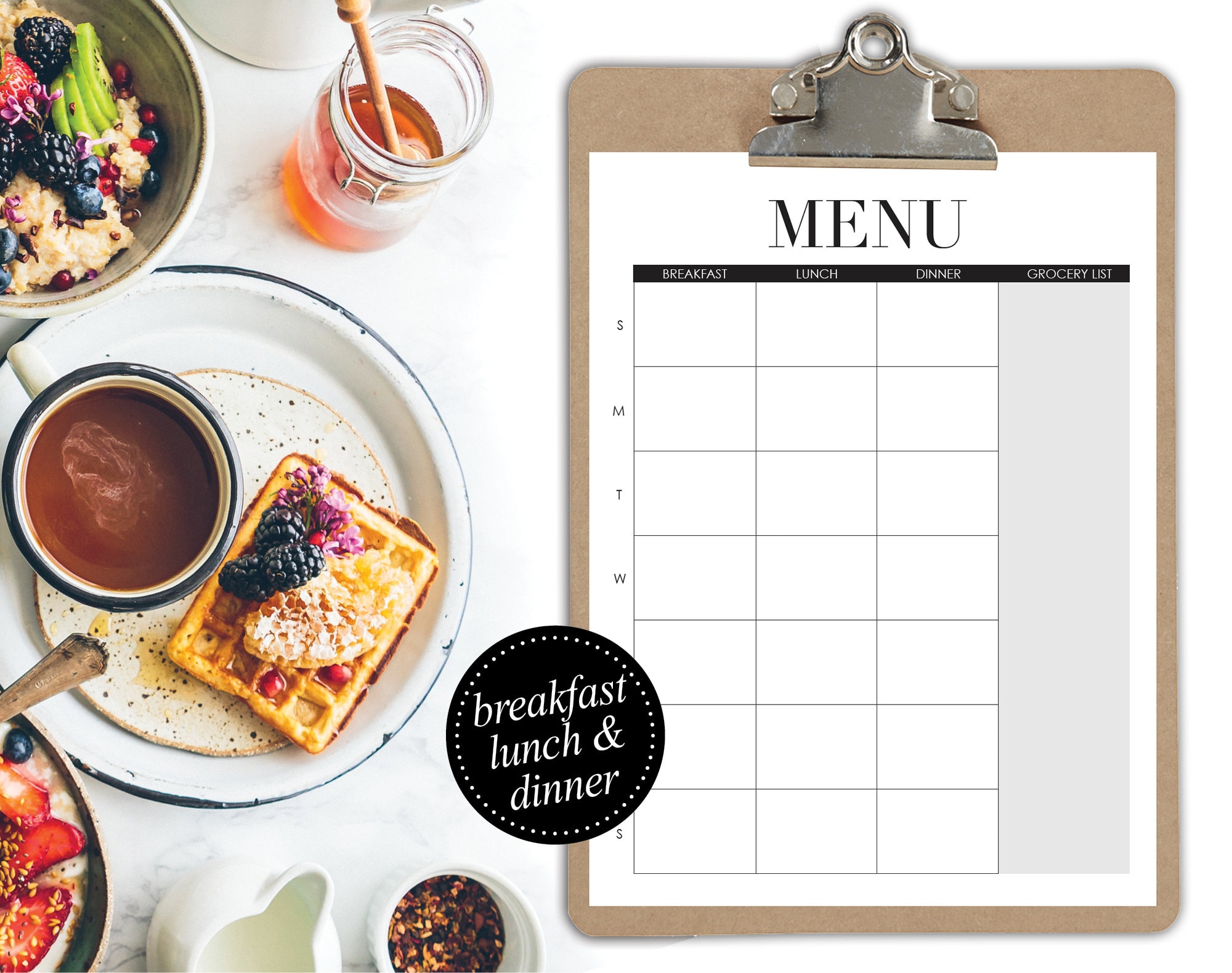 Editable Menus / Meal Planner / Breakfast Lunch Dinner - Etsy