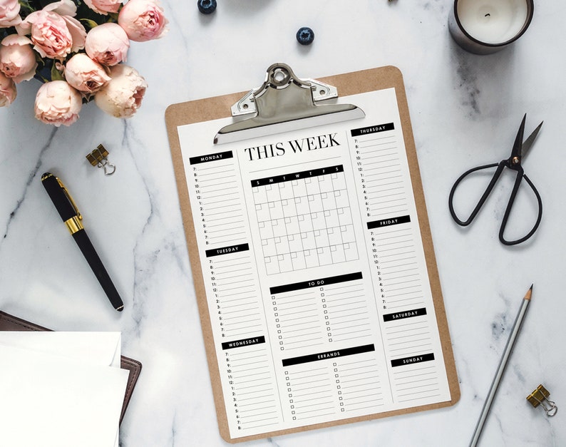 Weekly Planner Printable | Month at a Glance | to Do + Errands List ...