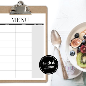 Editable Menus / Meal Planner / Breakfast Lunch Dinner - Etsy