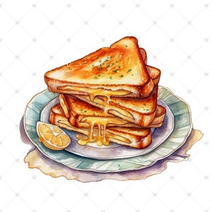 Grilled Cheese Sandwich Clipart Bundle- 10 High Quality Watercolor Jpgs ...