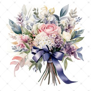 Pastel Wedding Bouquet Clipart Bundle- 10 High Quality Watercolor Jpgs ...
