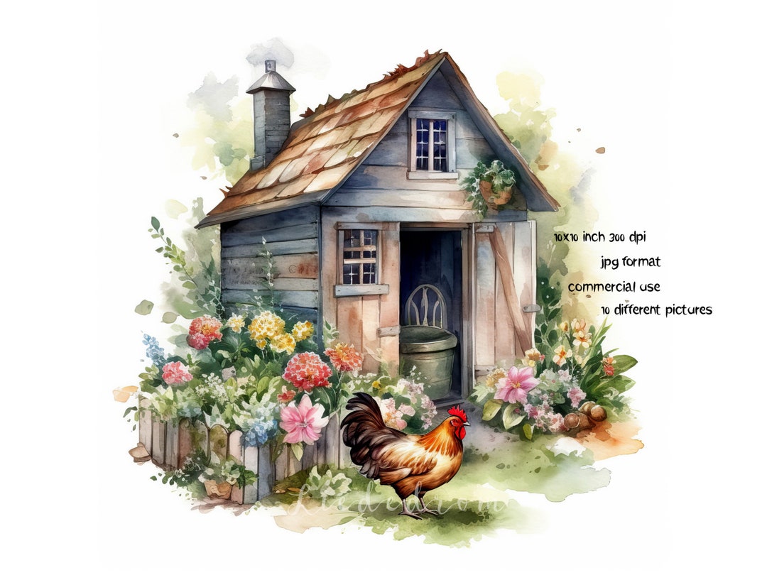 Hen House Chicken Coop Clipart Bundle 10 High Quality - Etsy